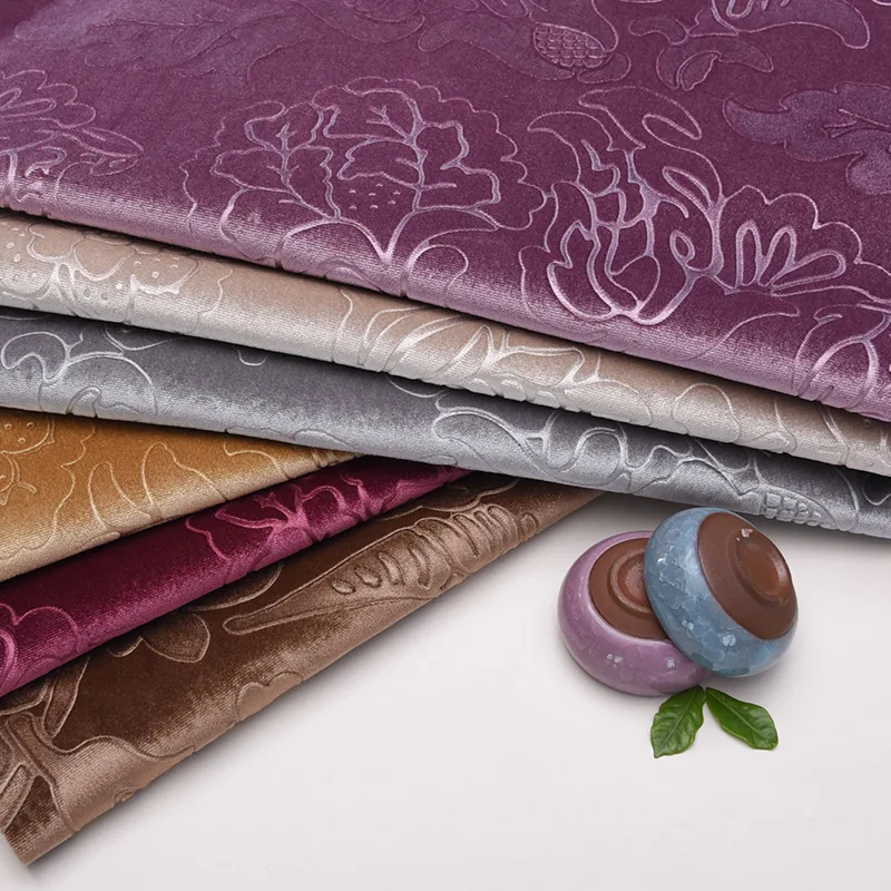 Superior 100% Polyester Embossed Velvet Fabric Luxury Heavy Duty for ...