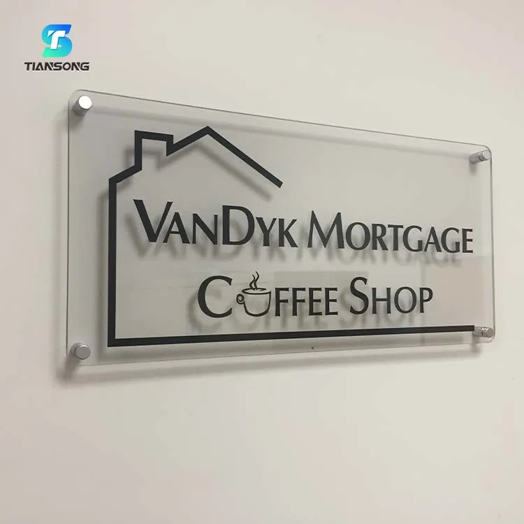 Clear Acrylic Business Sign Logo Wall Decor Office Name Acrylic Printed ...