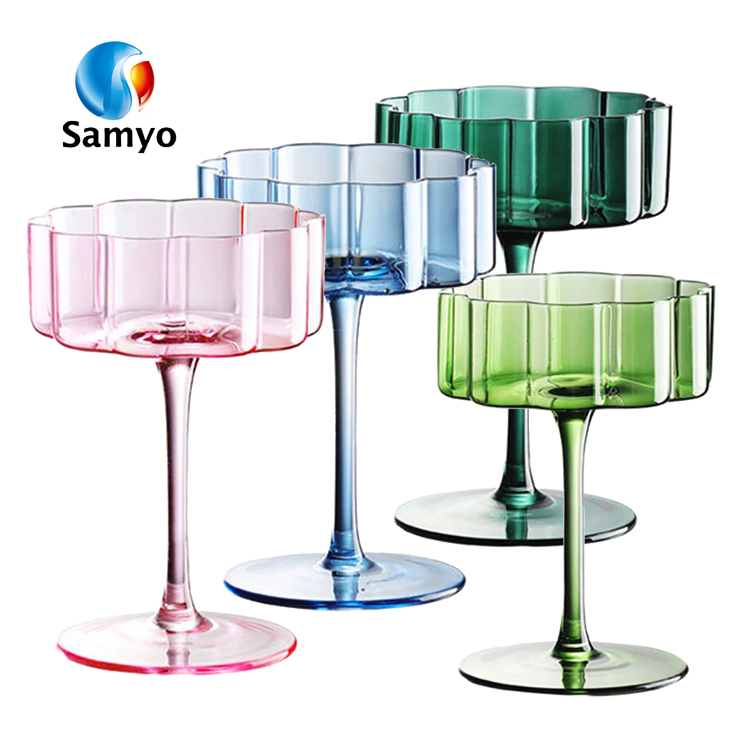 Bar Creative Glassware Flower Vintage Petals Wave Glass Pink Colorful ...