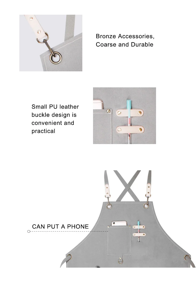 Kefei Custom Waxed Barber Duck Canvas Apron With Pockets Barbering Hair ...