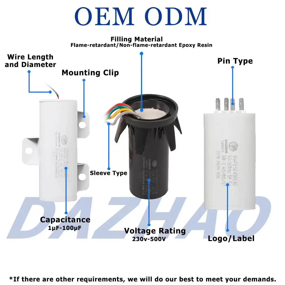 DAZHAO Air Conditioner Compressor Capacitor CBB60 450Vac 1-100Uf Epoxy ...