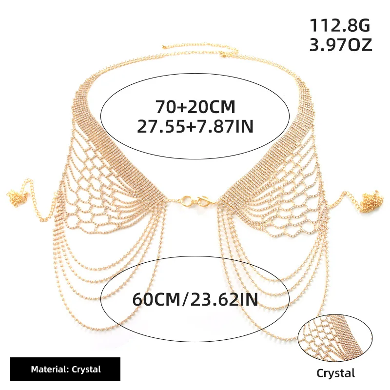 Fashion Sexy Full Diamond Shiny Tassels Beach Body Chain Set Sexy Body ...