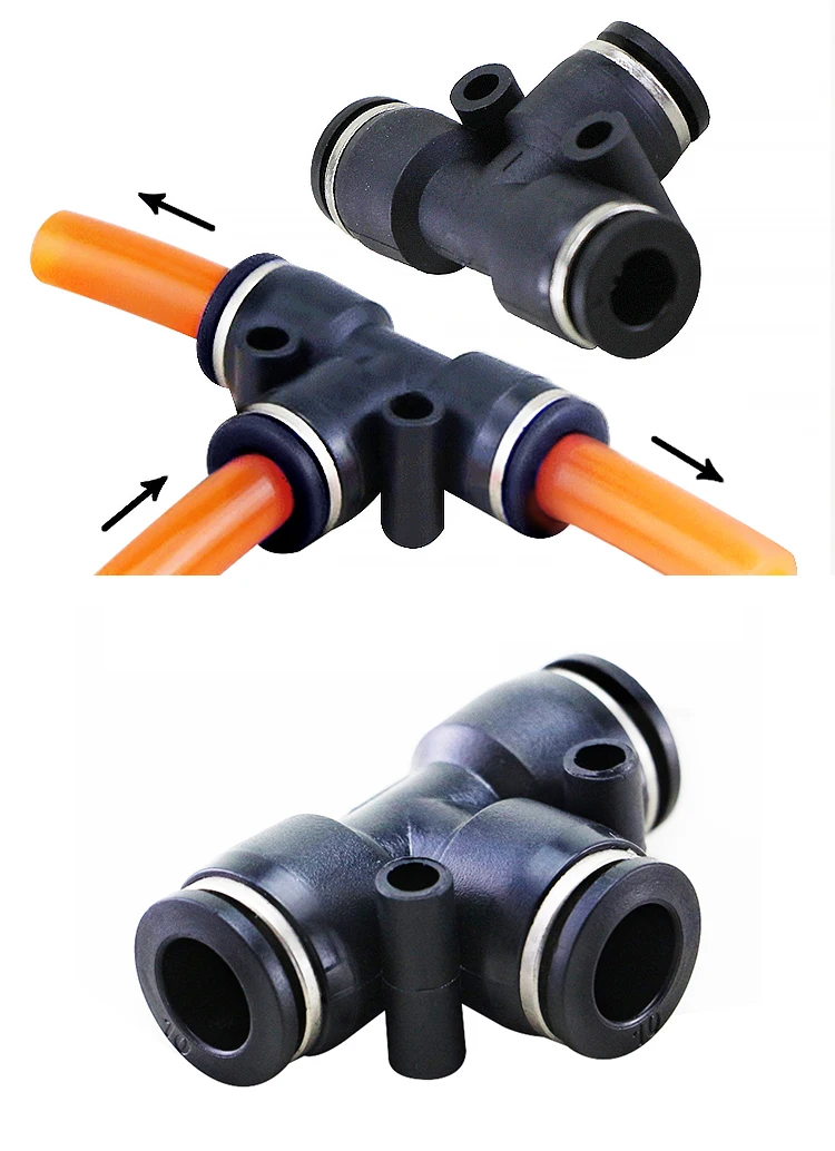 Air Hose Fittings Types T Shape 3-Way Pneumatic PE Tee