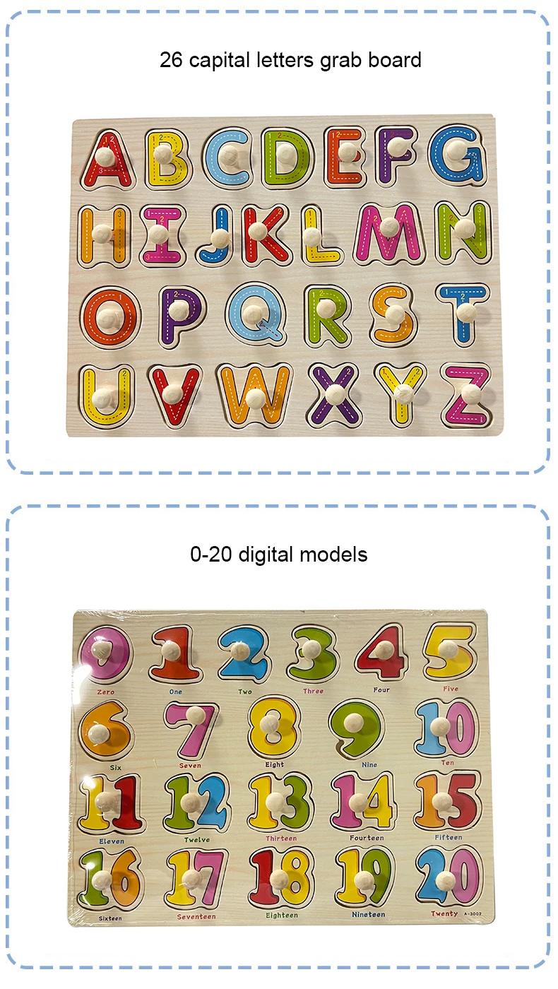 Montessori Wooden Alphanumeric & Animal Fruit Cognitive Puzzle Board ...