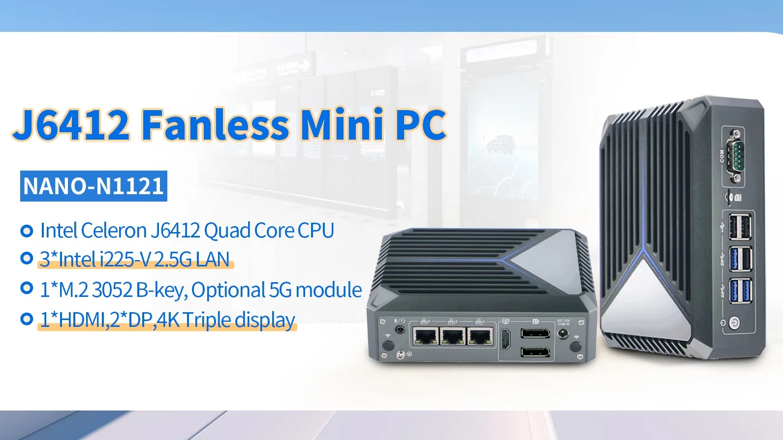 Din-rail Mount J6412 Triple Lan Quad Core Mini Pc Windows10 Industrial ...