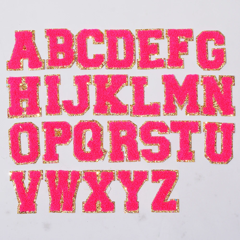 Custom Design Alphabet Patch Letter Initial Glitter Bling Pearl Letter ...