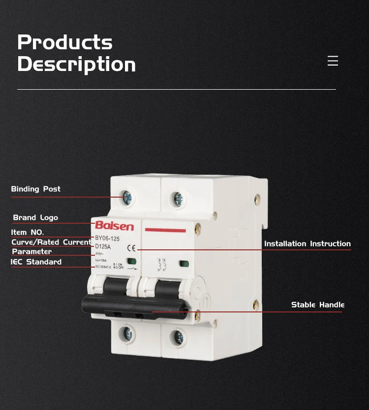 Customized Din Rail 1p 2p 3p 4p 80a 100a 125a Ac Mcb Miniature Circuit ...
