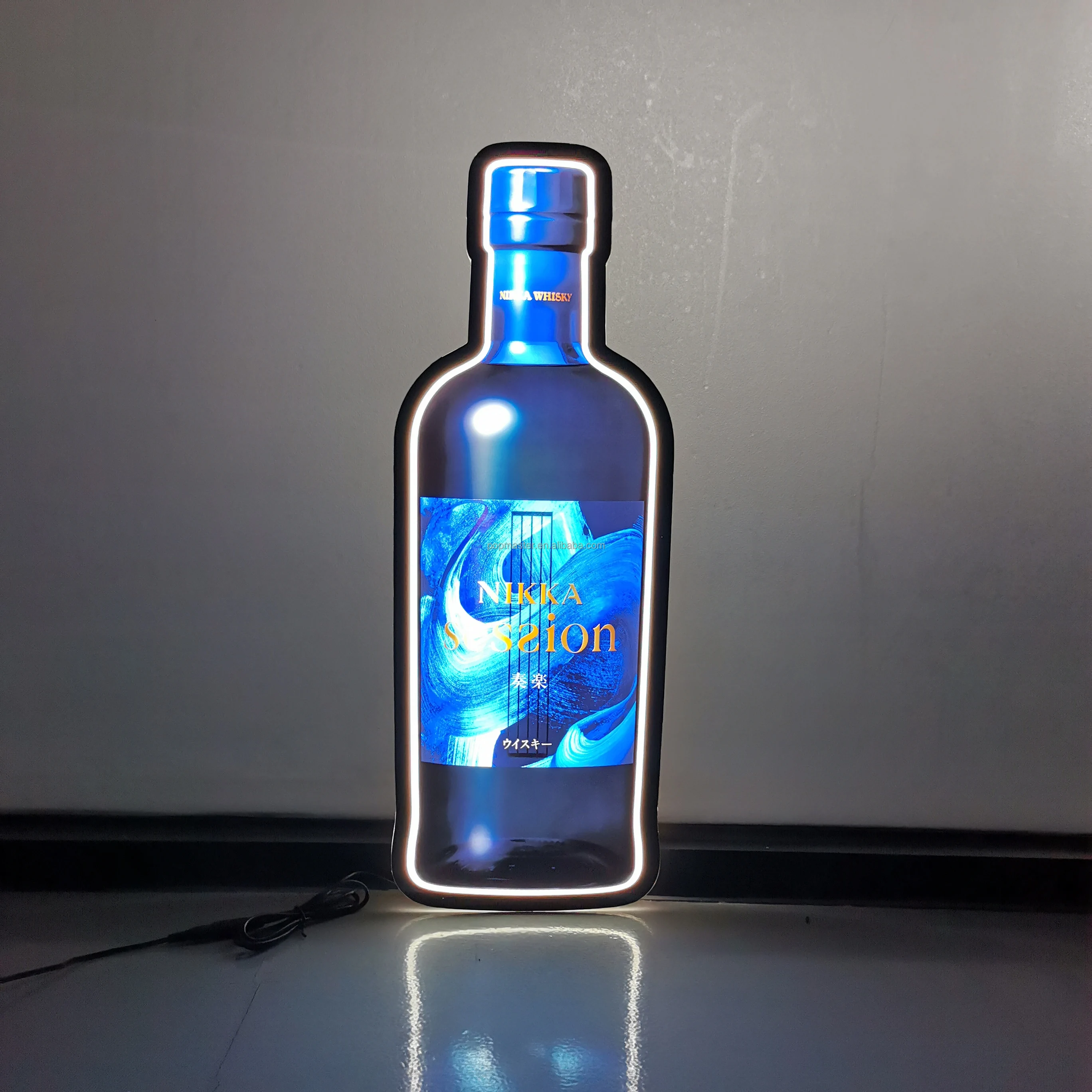 Die Cut Light up Whisky Bottle LED Sign Illuminated Beer Glass Neon Bar ...