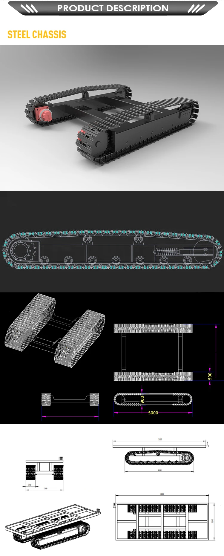 Adjustable Size Rubber Track Undercarriage Chassis Engineering Version ...