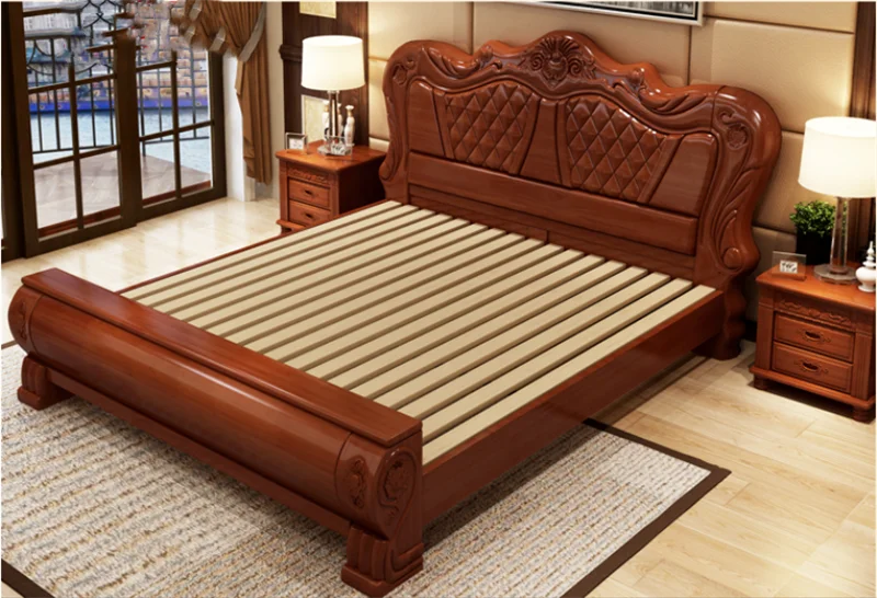 Custom Solid Wood European Bed - King Size Wedding Bed