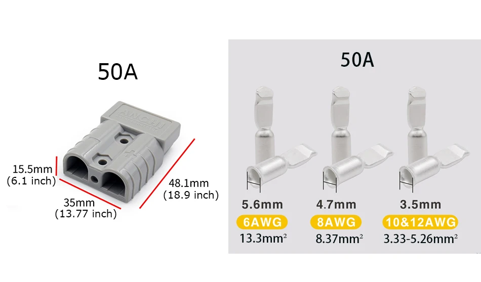 And 50a Battery Connector Anchi For Wire 50amp Battery Power Terminal ...