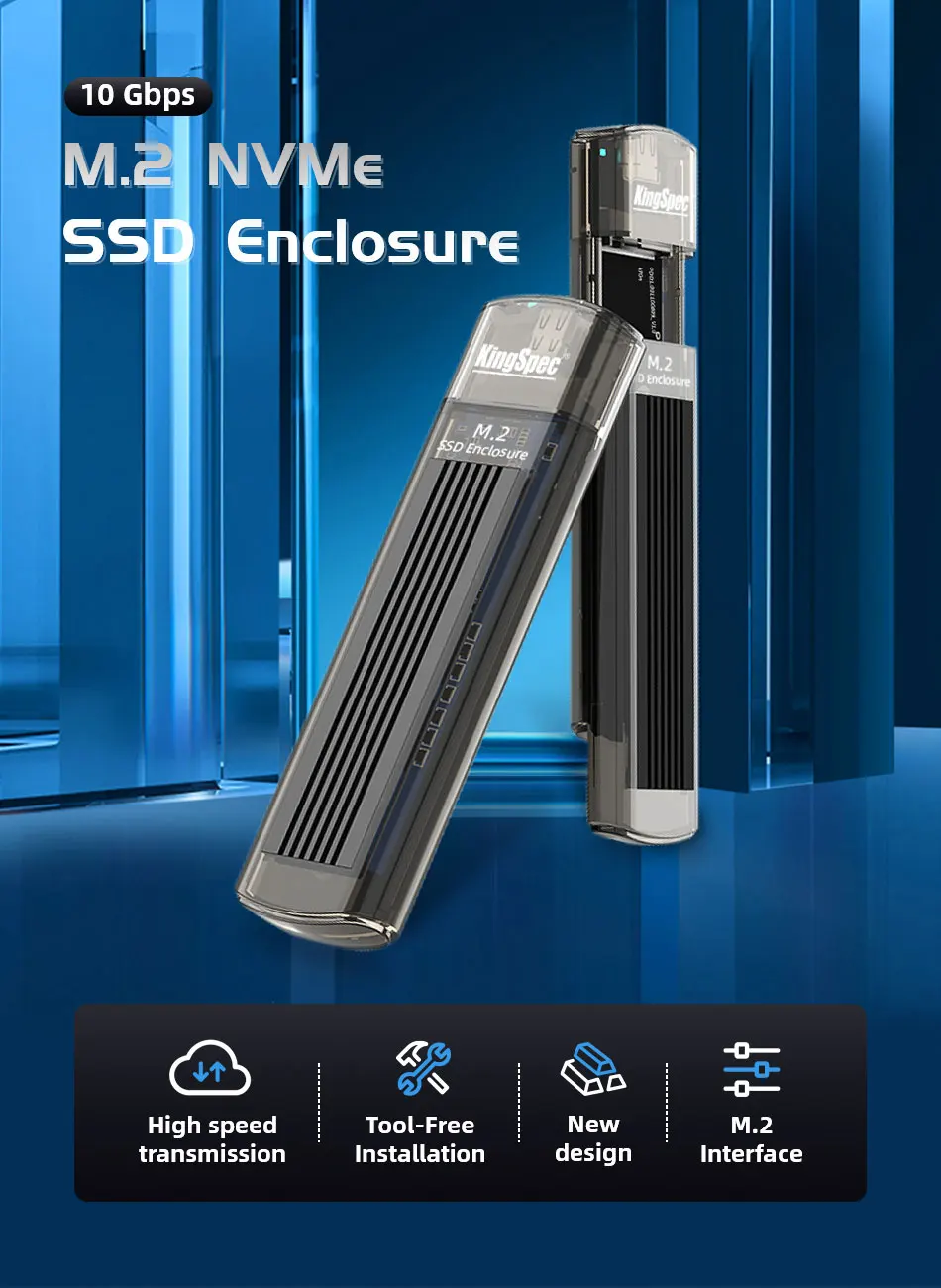 Kingspec Nvme M2 Enclosure Box For Laptop Desktop - Buy M2 Enclosure ...