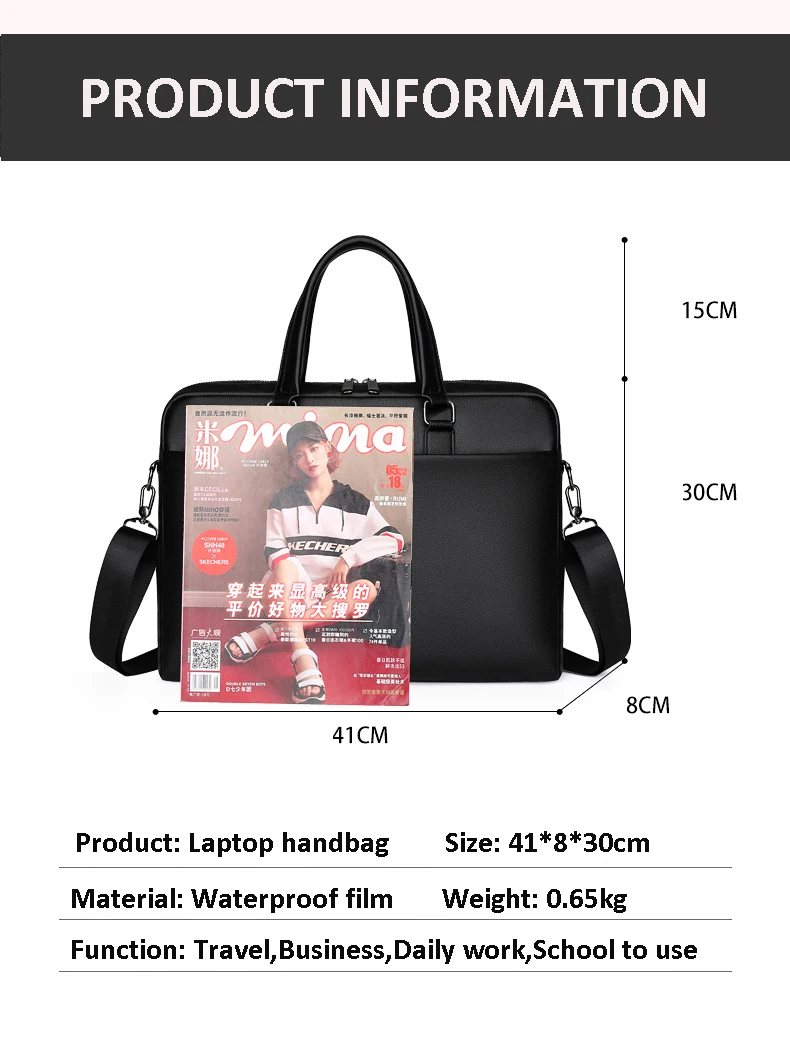 Large Portable Business Notebook Messenger Crossbody Bags PU Leather ...