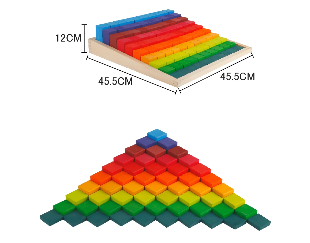 Solid Wood Cube Wooden Square Building Bricks Huge Kids Early ...