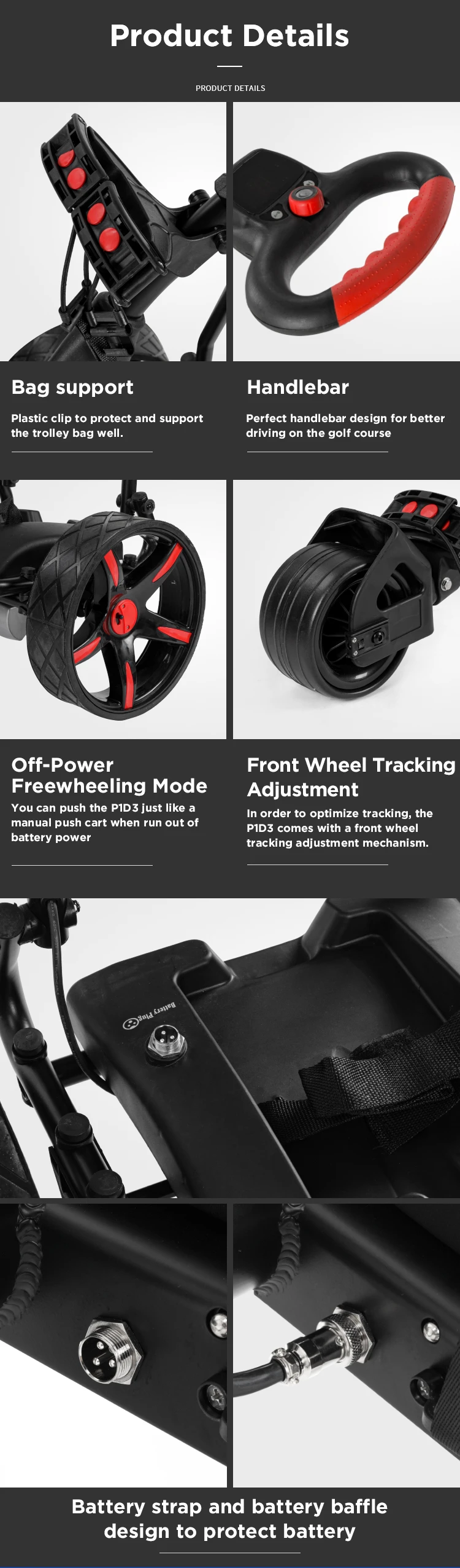 3 Wheels Electric Golf Scooter - Remote Control Utility Cart