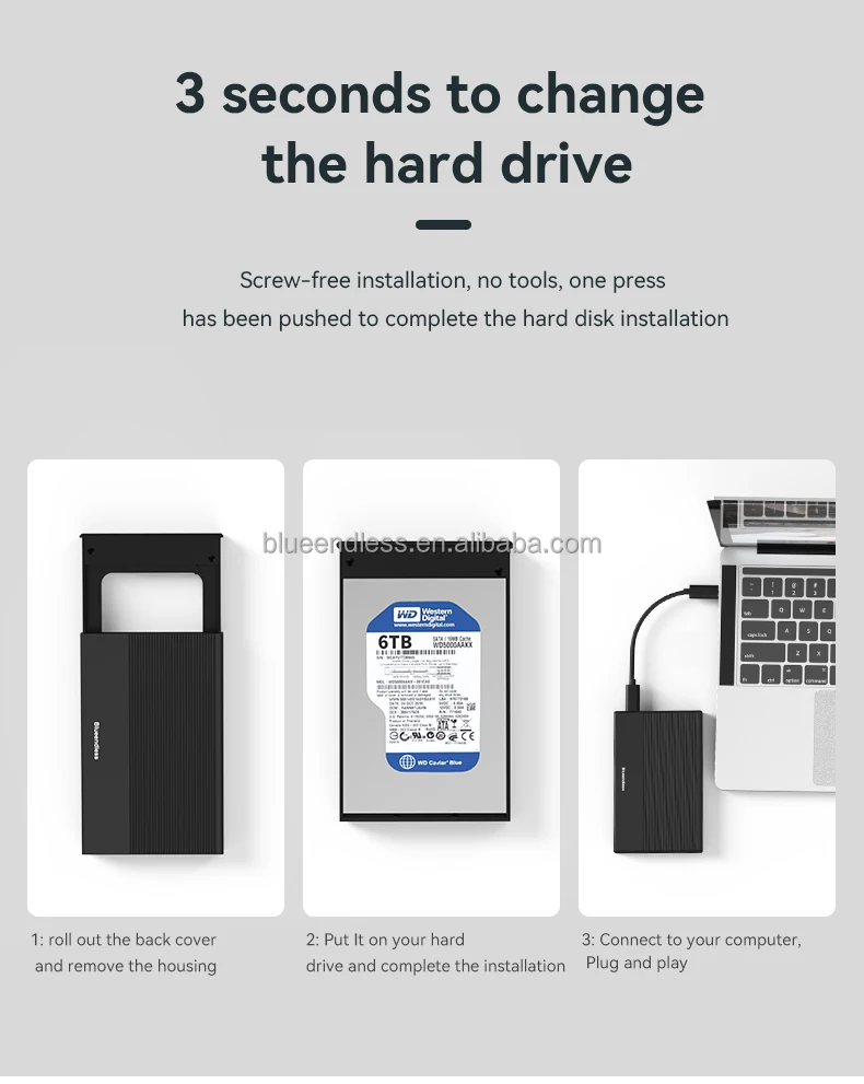 New Arrival Aluminum Screwless 2.5 Hdd Enclosure Usb 3.0 Enclosure 2.5 ...