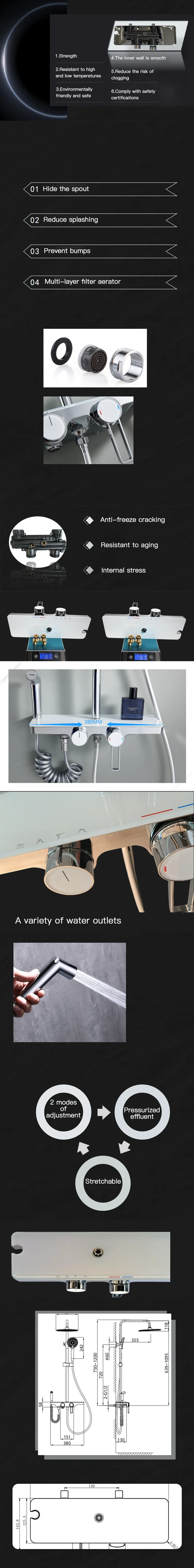 New Hot & Cold Water Ppa Main Body White Tempered Glass Shelf Luxury ...