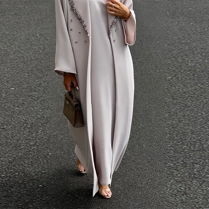 2024 OEM Luxurious Dubai Abaya Open Scattered Beaded Abaya Muslim Full ...