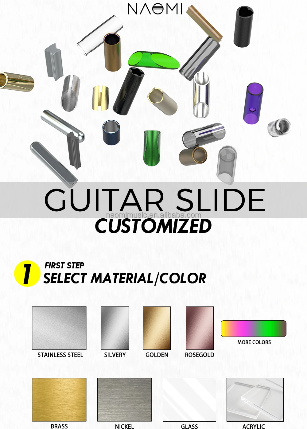 Customize Your Guitar Slide Bar Stainless Steel Metal/Glass/Ceramic ...