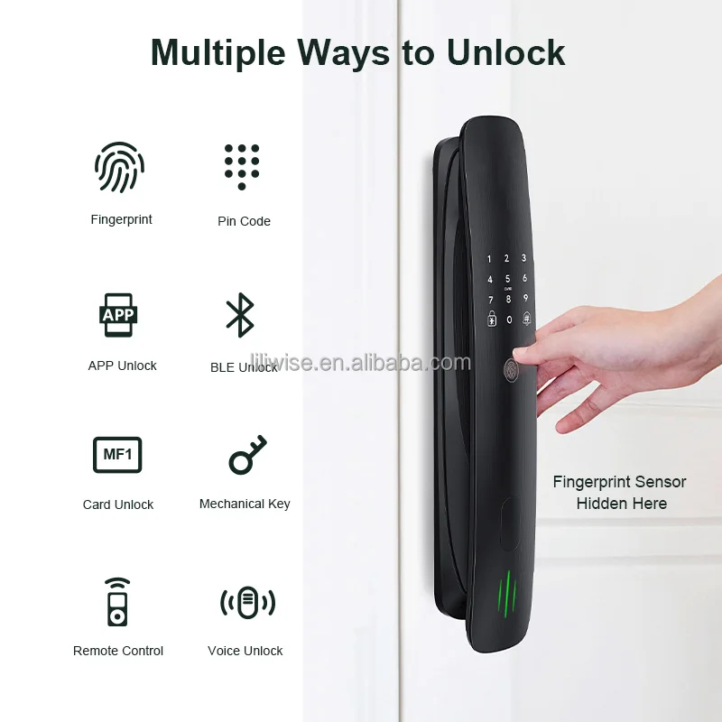 Liliwise Full Automatic Electric Tuya Ttlock Wifi Ble Smart Door Lock Keyless Biometric ...