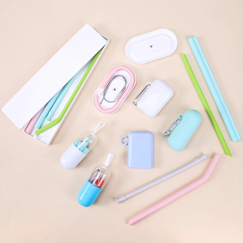 New Ideas Silicon Eco-friendly Collapsible Straws Reusable Boba Straw ...