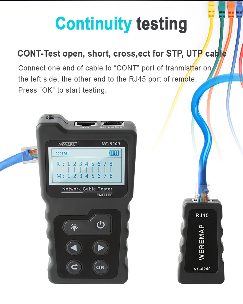 NOYAFA NF-8209 Digital Signal Network Tester - Ethernet Cable Length Finder