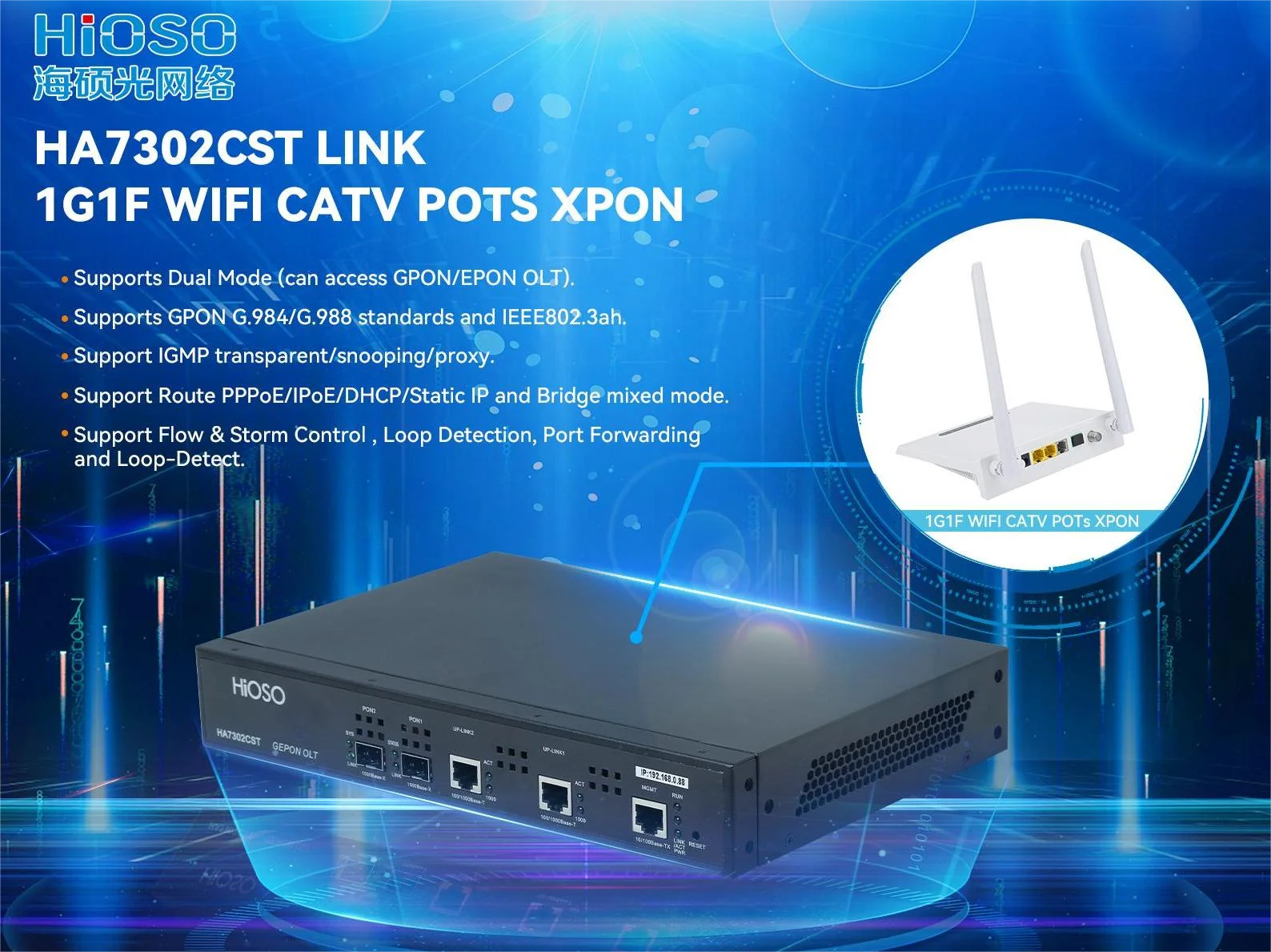 Hioso GPON ONT - Reliable FTTH Solution with Metal Housing