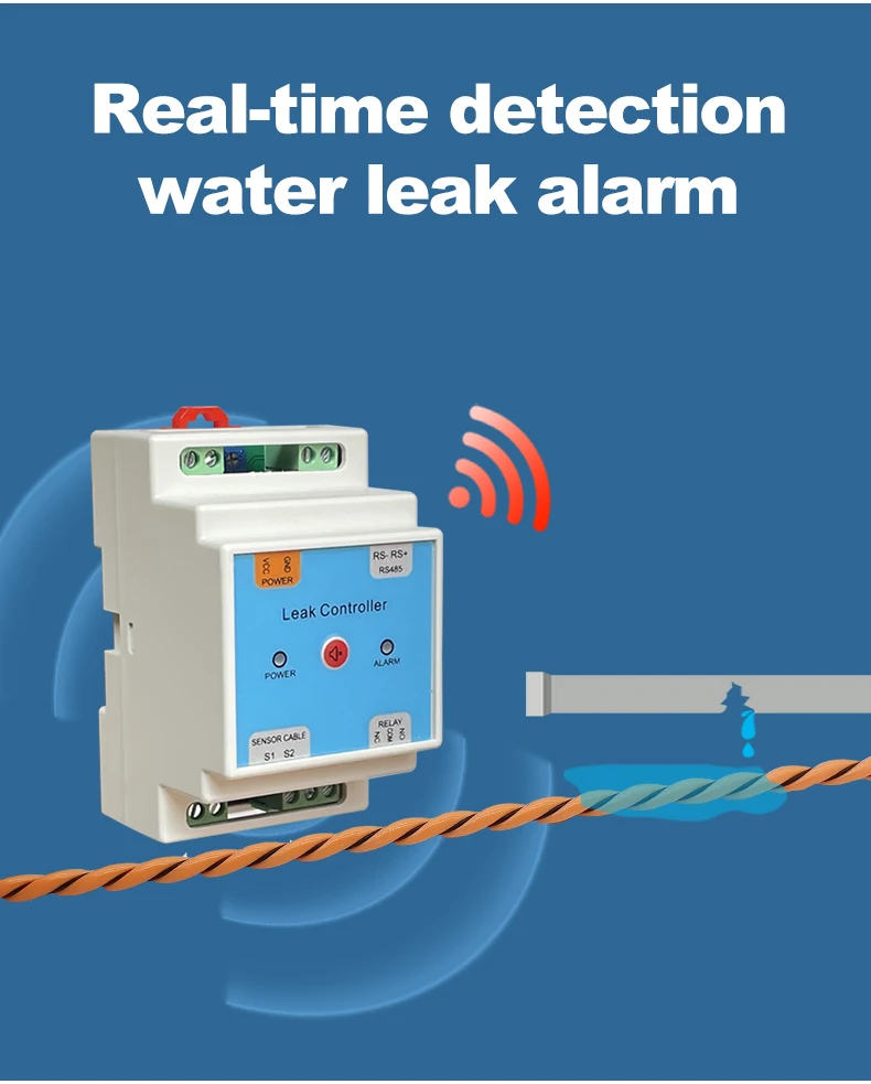 Goldkoon Water Leak Sensor Cable Leak Detection Rope Water Leak Devices ...