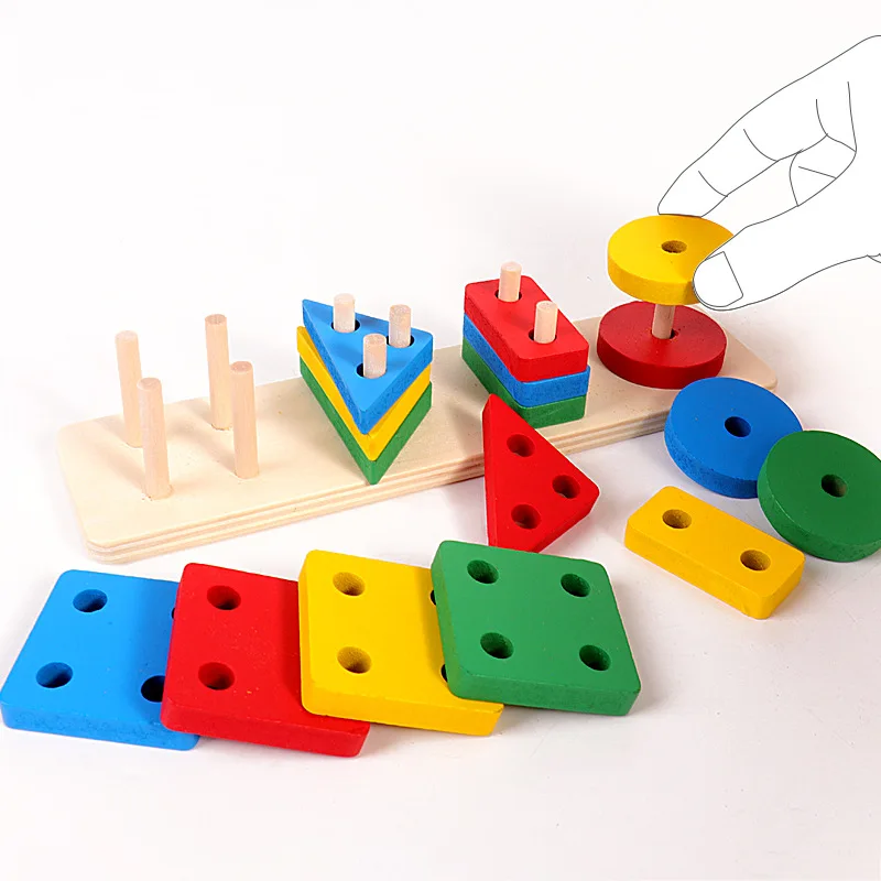 Pt Montessori Wooden Educational Preschool Toddler Toys Shape Color ...