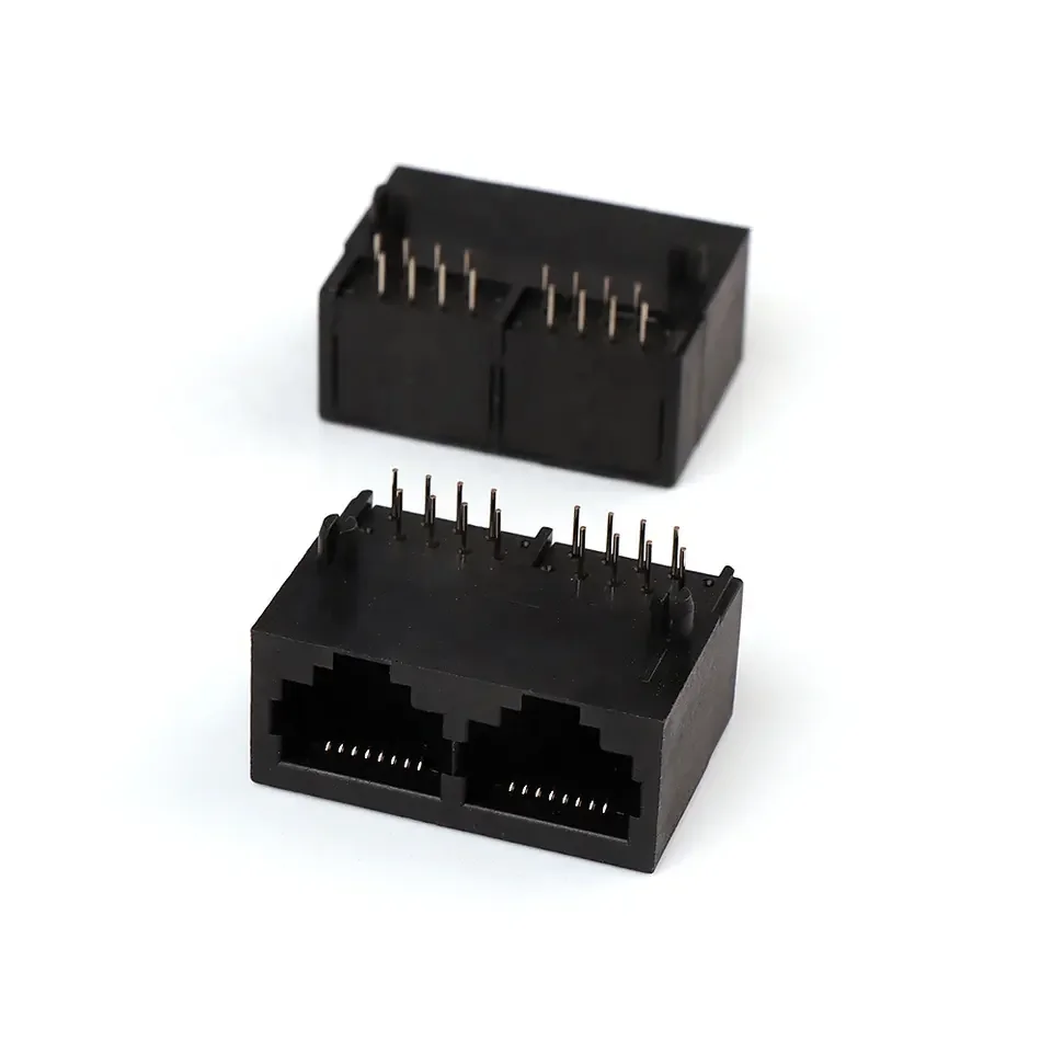Rj45 Female Connector Right Angle 59-1*2 Network Plug Black Plastic ...