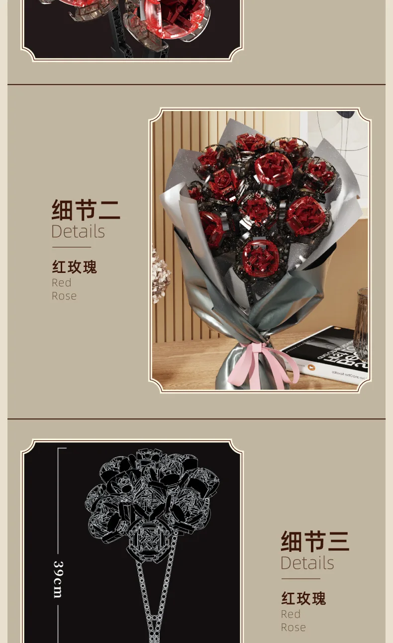 Hot Sale 11pcs Wine Red Heart Roses Bouquet Artificial Flower 92009 ...