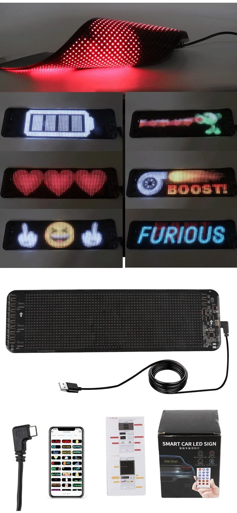JDM Flexible Portable Scrolling Advertising LED Sign RGB