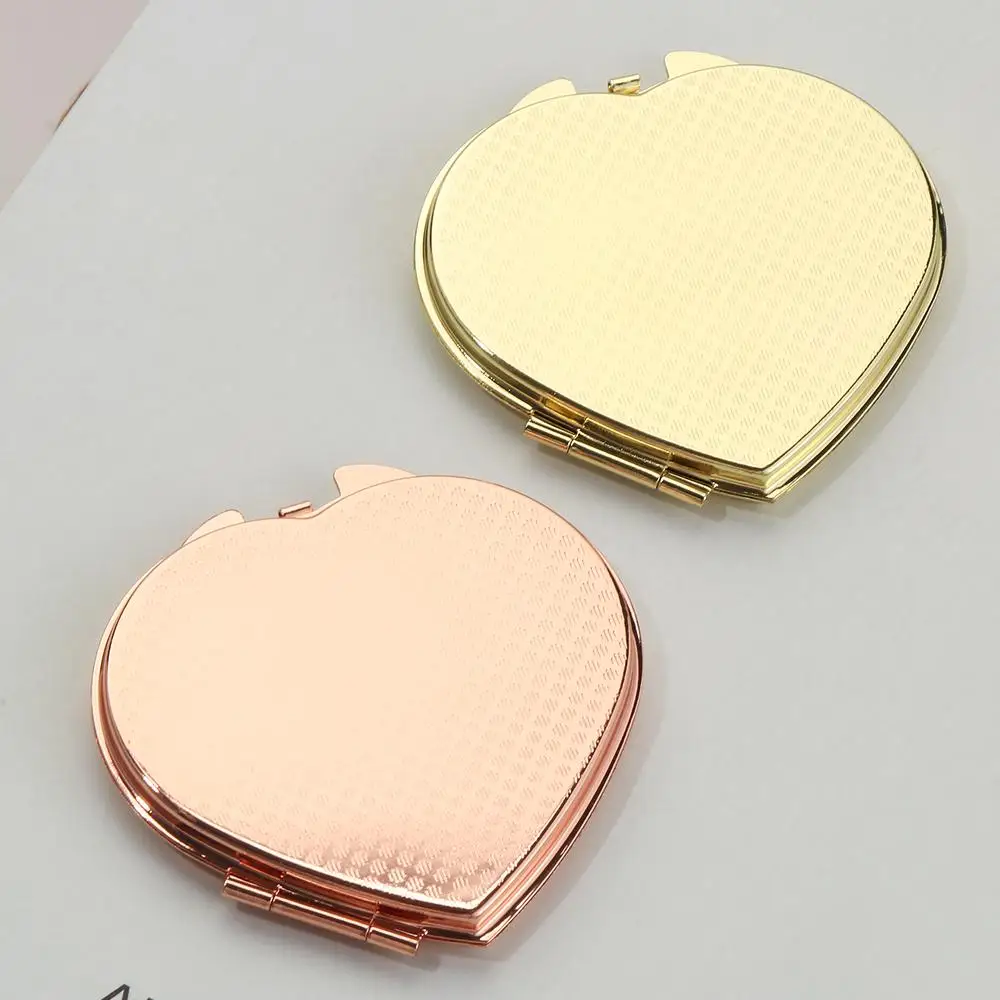 Double-sided Heart Shaped Rose Gold Metal Pocket Mirror Compact Pocket ...