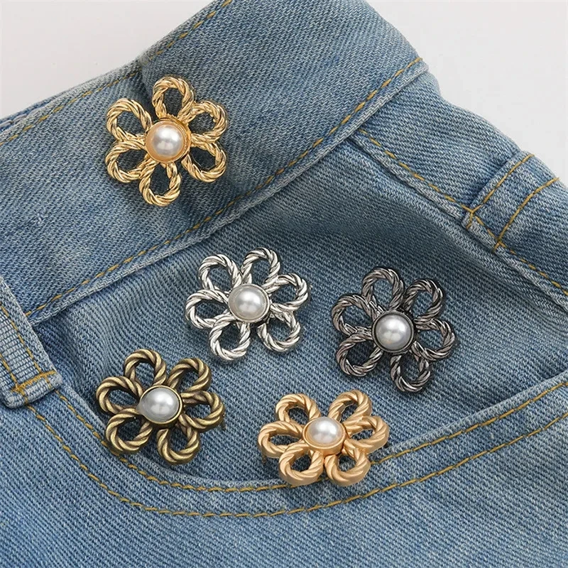 Star Shape Detachable Nail-Free Waist Buckles Metal Jeans Button Snaps