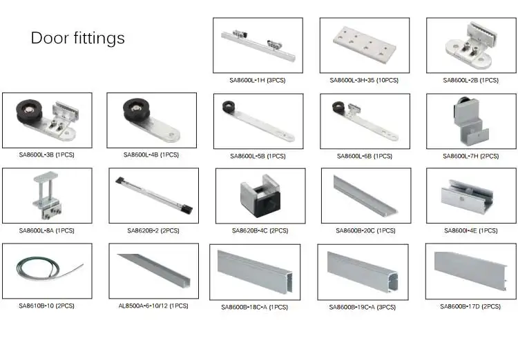 Office Sliding Frameless Glass Door Tracks Accessories