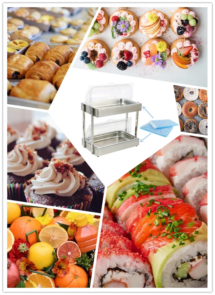 Commercial Countertop Stainless Steel Cold Food Display With PC Cover ...