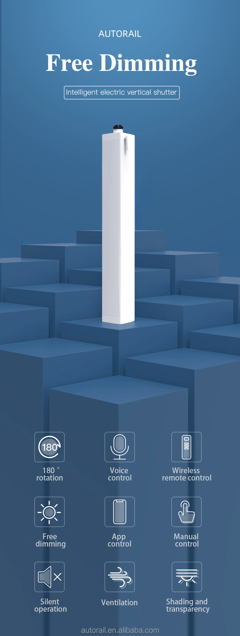 Silent Electric Vertical Blind Track with Smart Control - Motorized ...