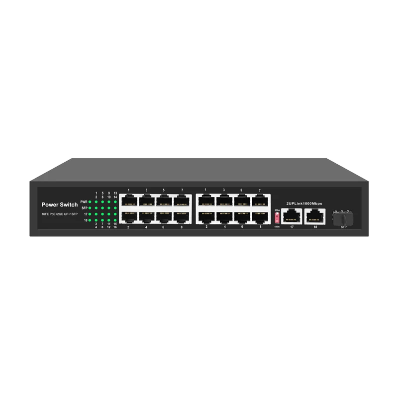 16 Ports Poe Switch 200w/300w Power Supply 48v Poe Switch With 2 ...