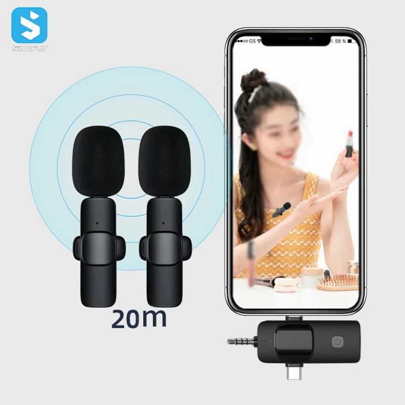 K35 K15 Professional Wireless Lavalier Microphone 3 in 1 Wireless Microphone Type C Noise ...