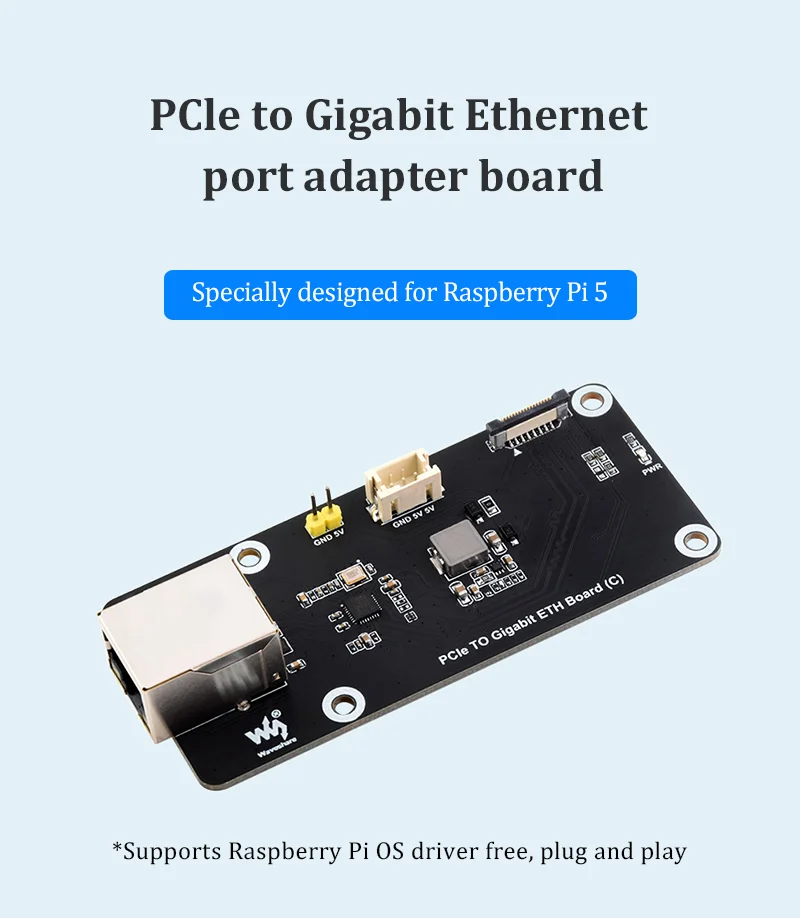 Raspberry Pi 5 Pcie to Gigabit Ethernet Adapter Board
