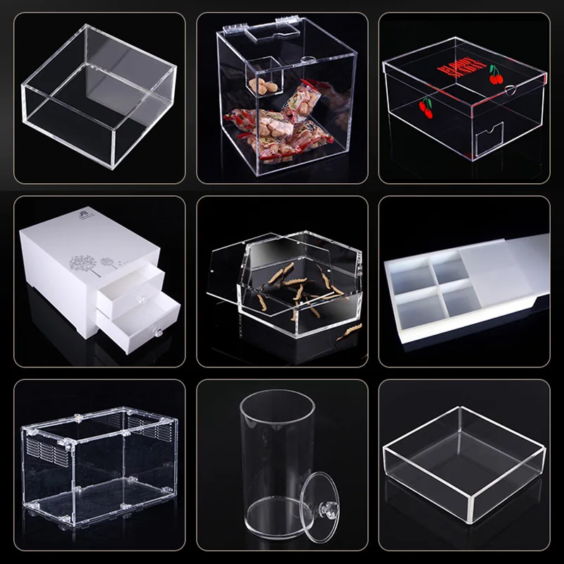 Transparentsquare Handmade Adhesive Handle Storage Box Dust Cover Push ...