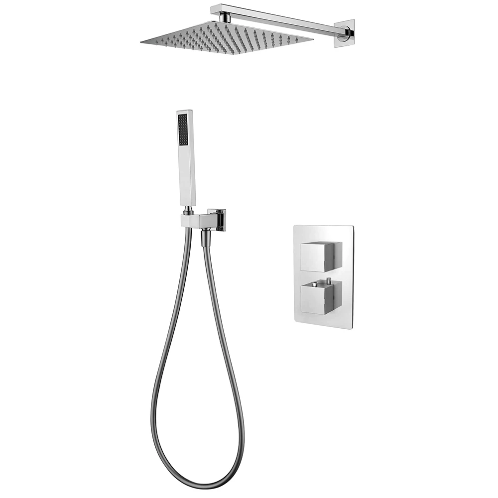 Modern In Wall Concealed Chrome Square Overhead Shower Spray With Hand ...