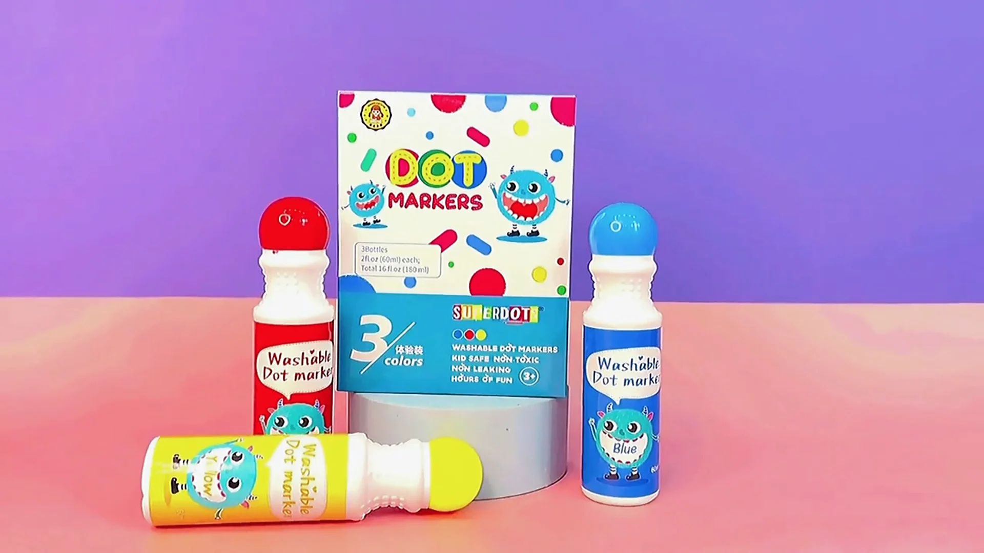 3 Pack Sets Kids Art Painting Kit Washable Dot Markers Sponge Tip ...