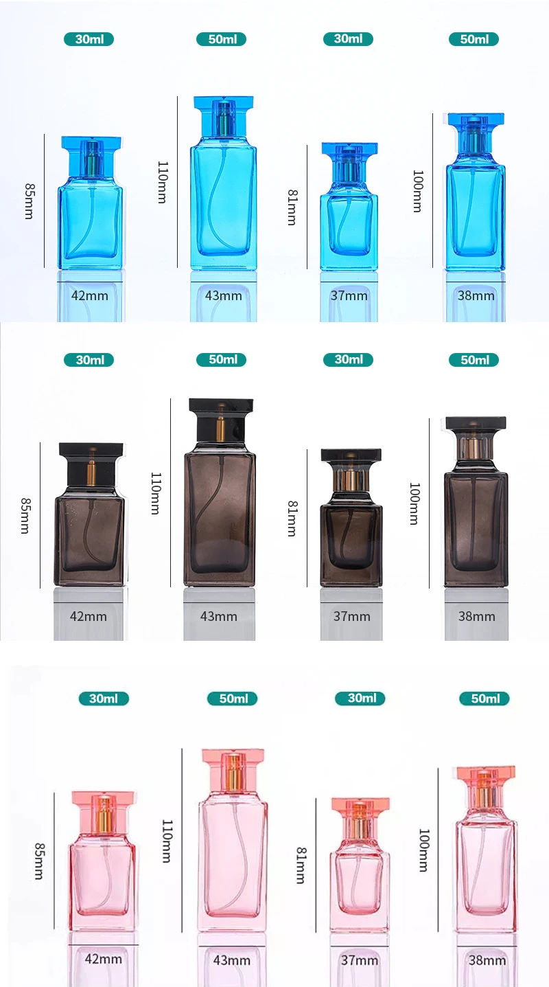 30ml 50ml 100ml Empty Perfume Bottle Packaging Square Black Glass ...