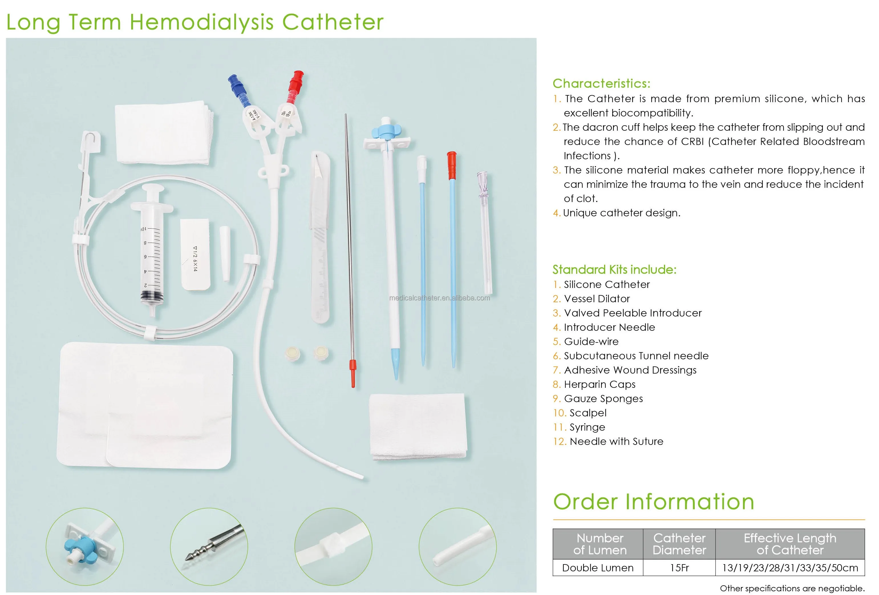 Medical Disposable Long Term Hemodialysis Catheter Set Blood Permanent ...