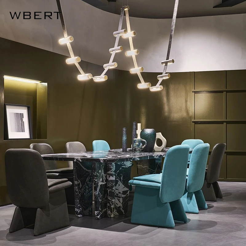 Wbert Italian Rectangular Marble And Wooden Dining Table Modern High-end Villa Kitchen Dining ...