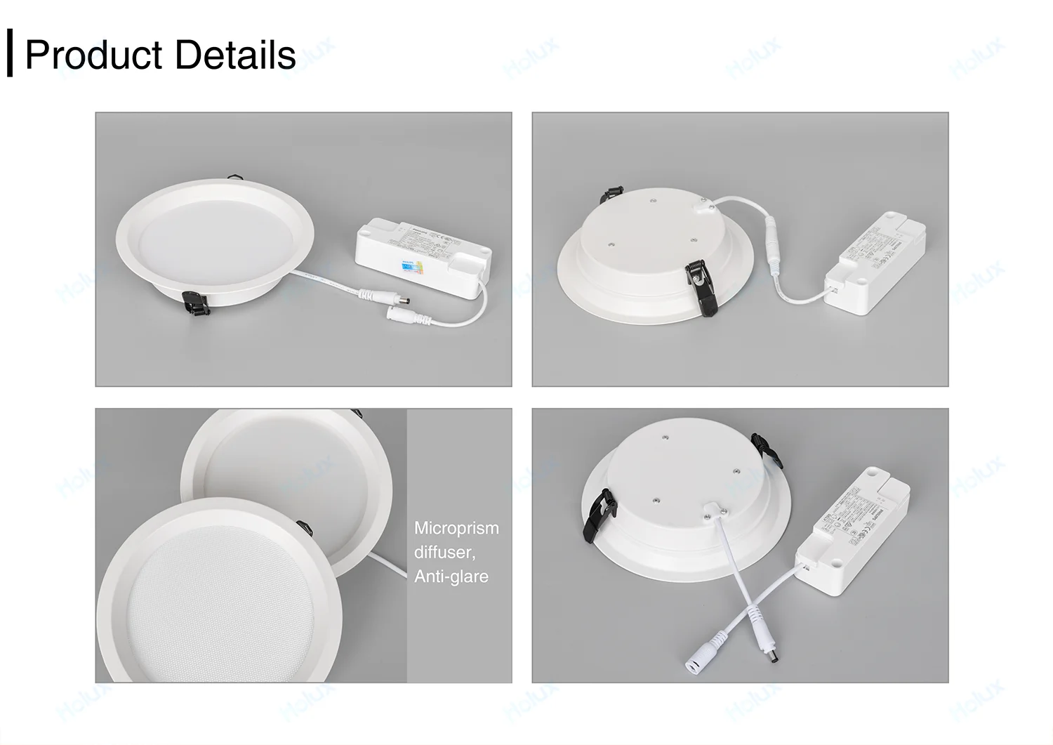 Holux 9w Adjustable Downlights Microprism Diffuser Aluminium Recessed ...