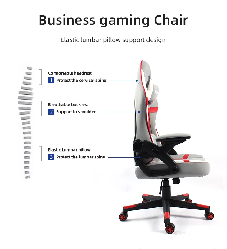 High Back Leather Adjustable Armrest Gaming Chairs for Comfort