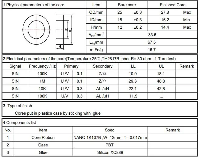 Toroidal Tape Wound Core Nanocrystalline Transformer
