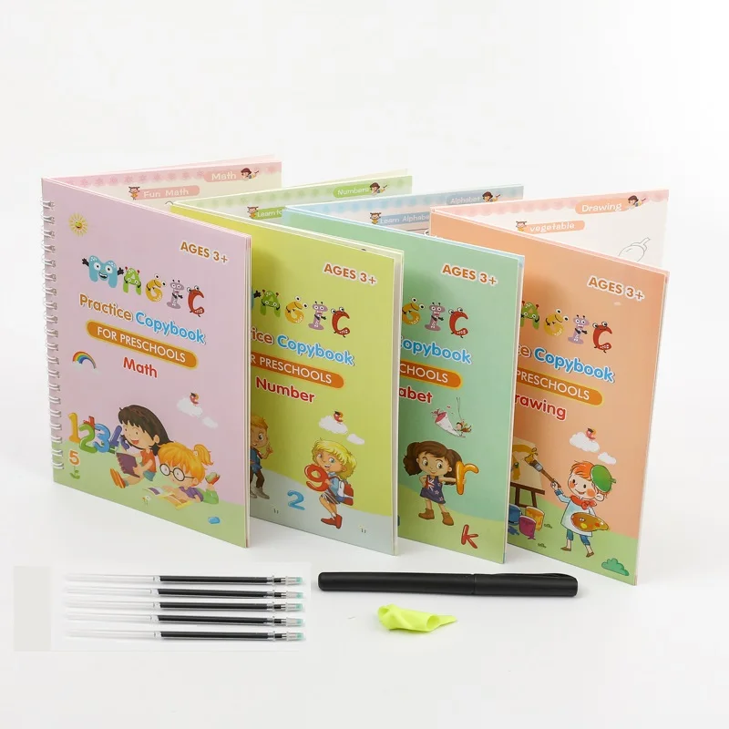 4 PCS Sank Magic Book Kids Hand Writing Books Children Magic copybooks ...